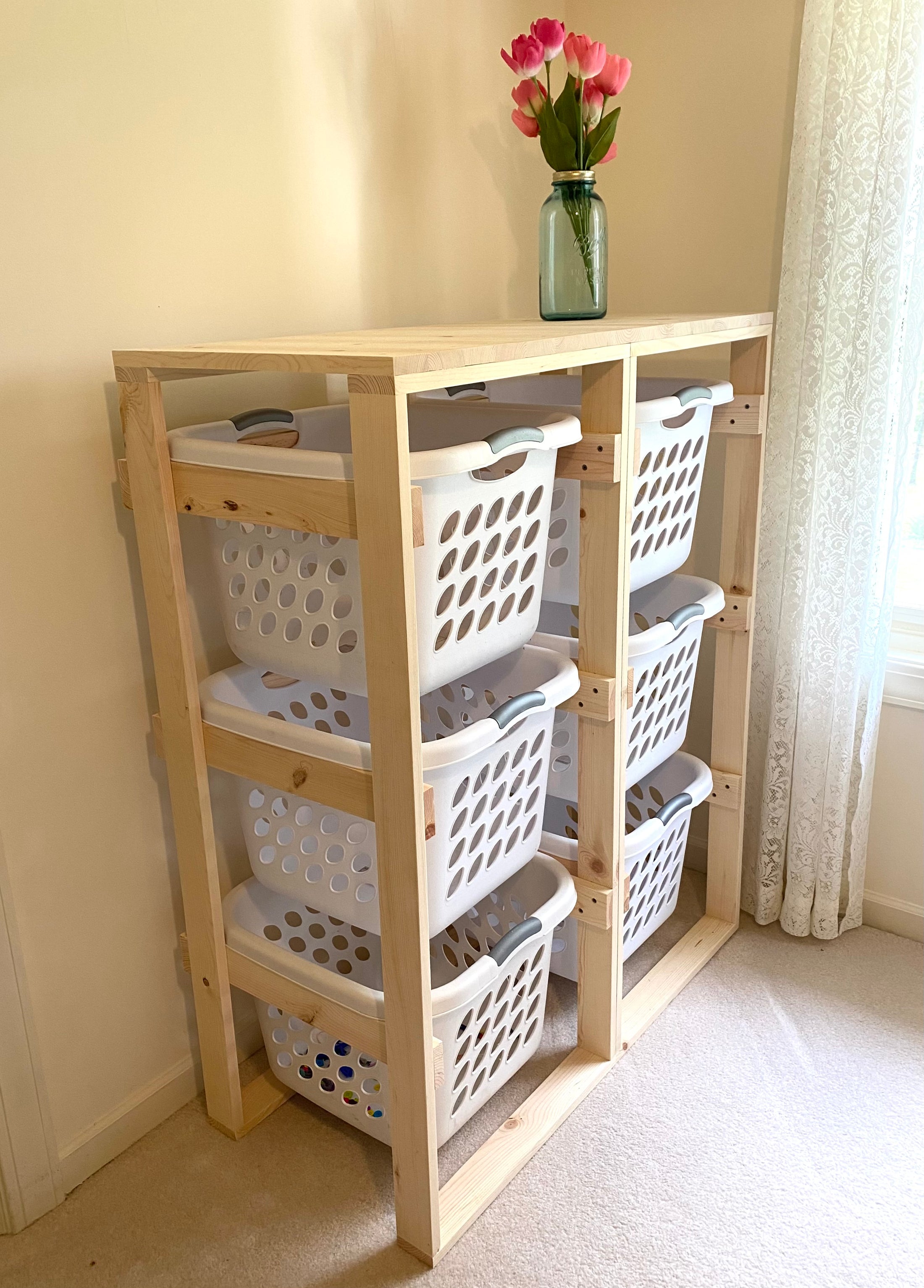 6 Tier Laundry Basket Holder (1.5 Bushel) – Smith and Son Woodworking LLC