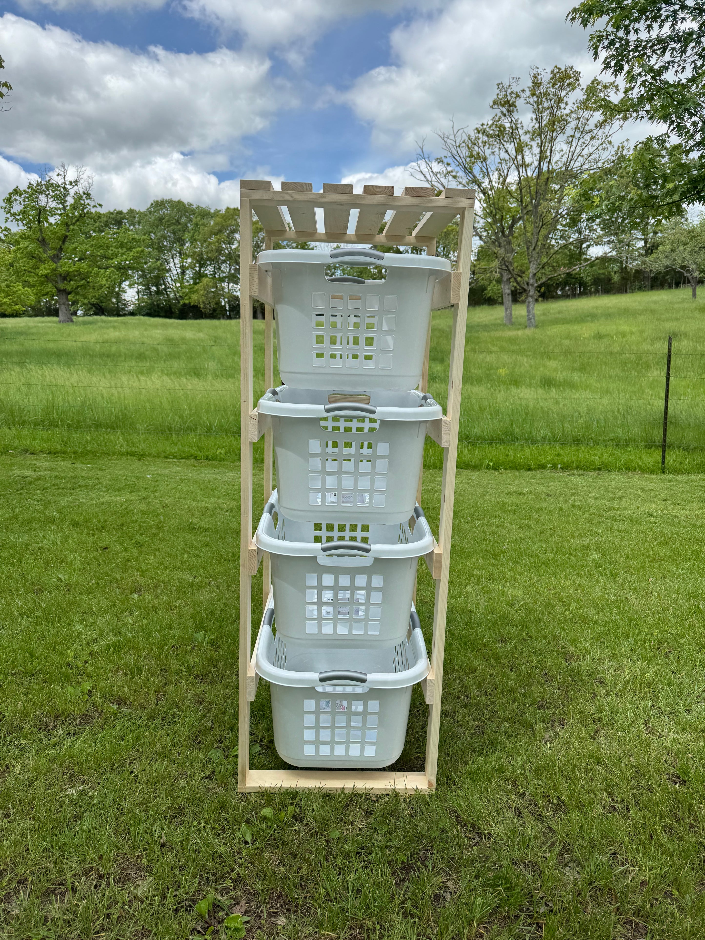 4 Tier Laundry Basket Holder (2 Bushel) – Smith and Son Woodworking LLC