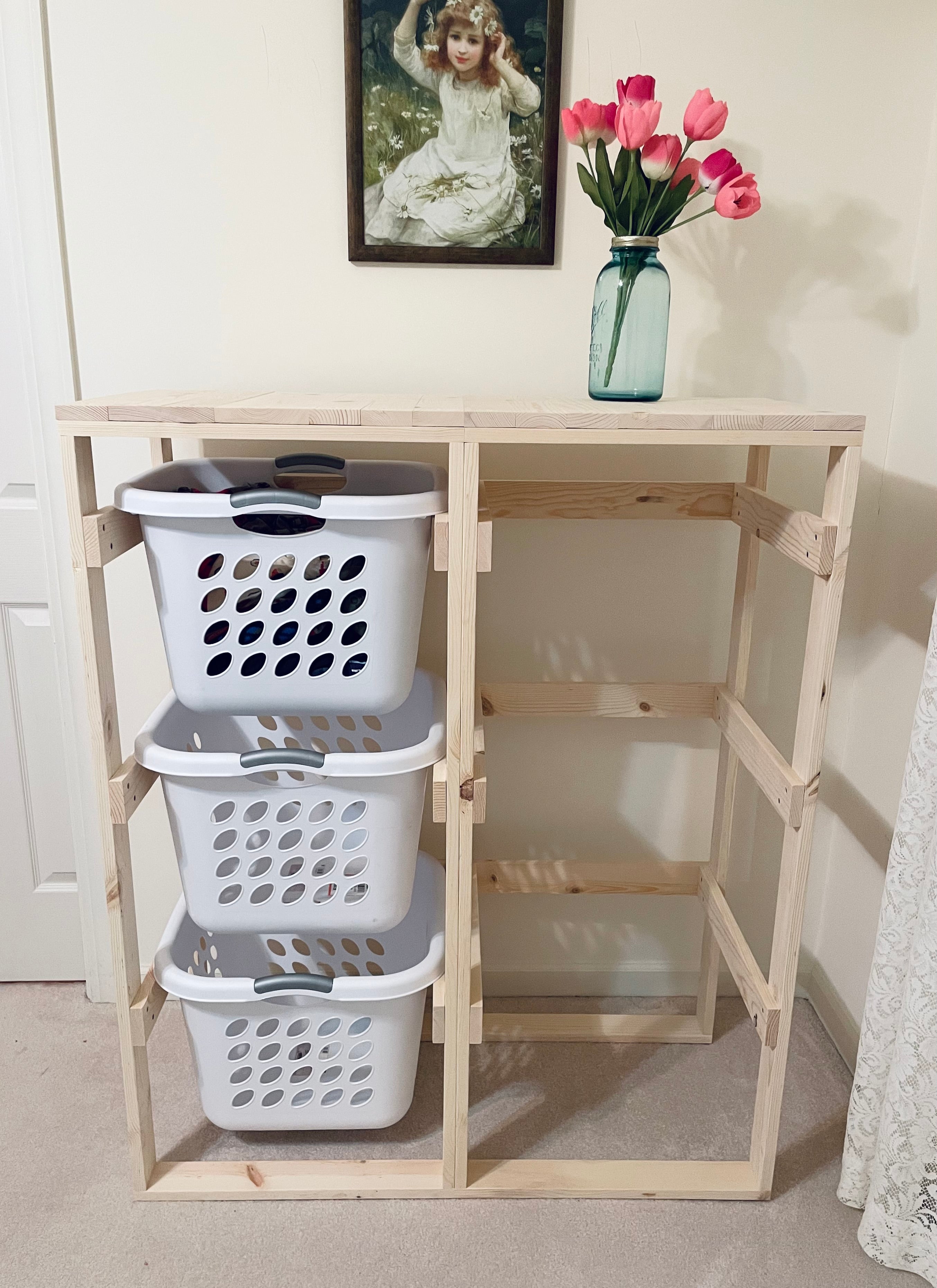 6 Tier Laundry Basket Holder (1.5 Bushel) – Smith and Son Woodworking LLC